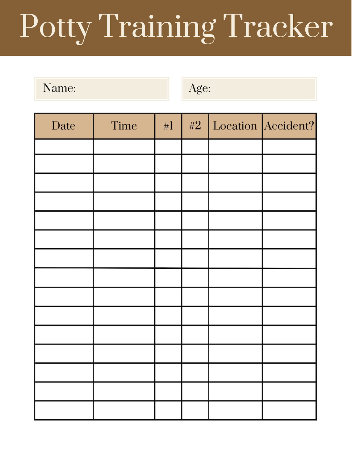 Puppy Potty Training Tracker, House Training Checklist, Puppy Potty ...