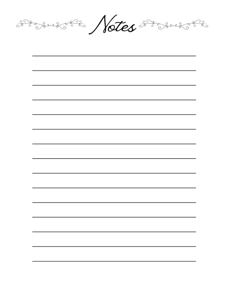 Class Notes, Notes, Note Sheet, Printable Note Sheet, Lined Note Paper ...