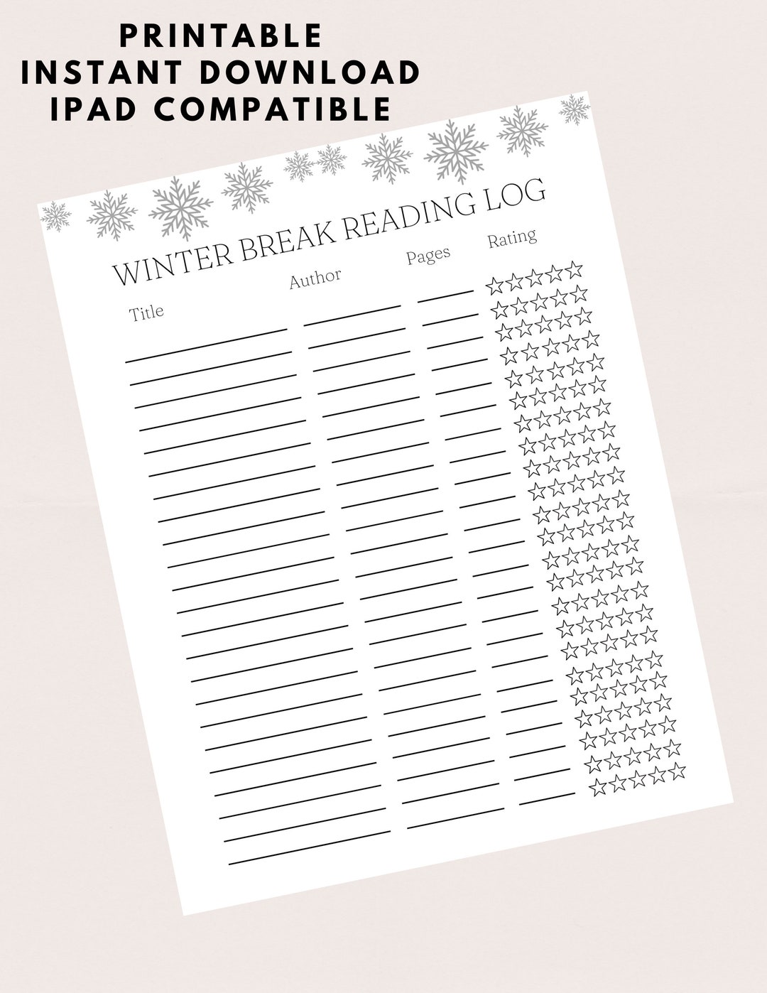 Winter Break Reading Log | Kids Reading Log | Printable Book Log ...