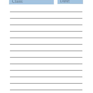Class Notes, Notes, Note Sheet, Printable Note Sheet, Lined Note Paper ...