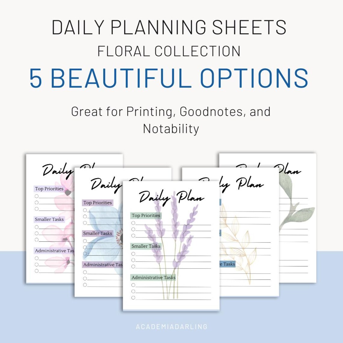 Daily Priority Planner Printable Daily Planner Simple Floral Daily ...