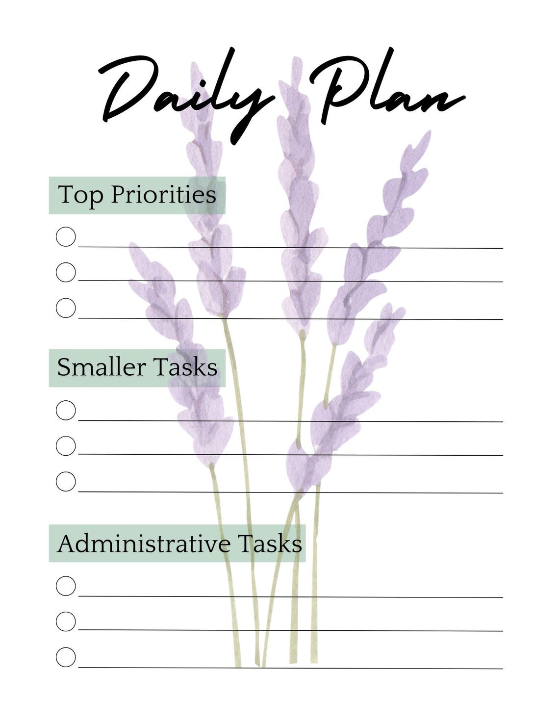 Daily Priority Planner | Printable Daily Planner | Simple Floral Daily ...