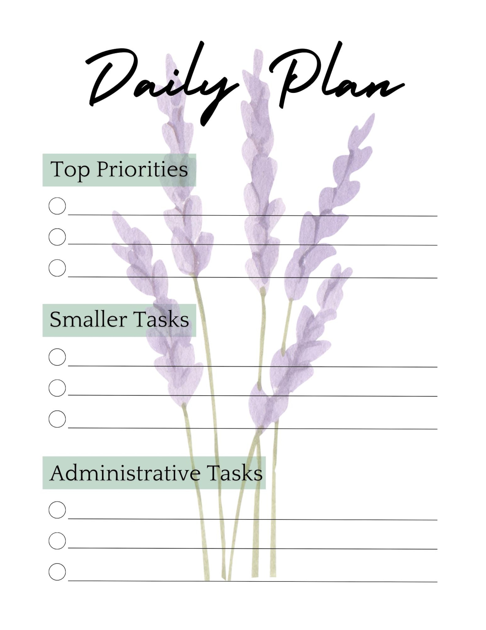 Daily Priority Planner | Printable Daily Planner | Simple Floral Daily ...