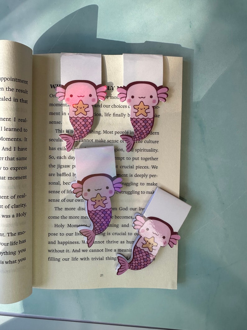 Axolotl Bookmark, Mermaid Axololt Bookmark,cute Kawaii Bookmark ...