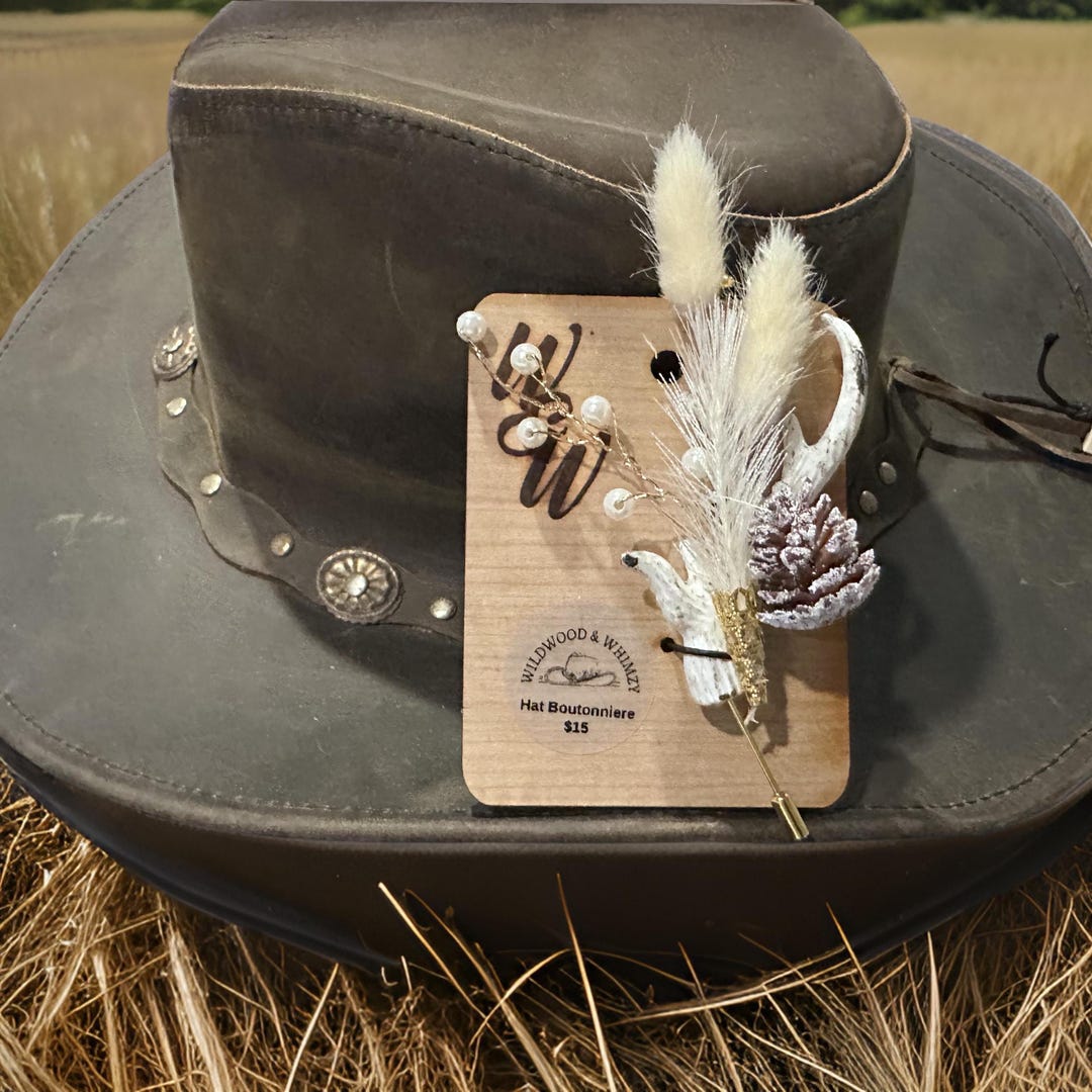 White Winter Antler Pine Cone Hat Pin Ornament Boutonniere - Etsy