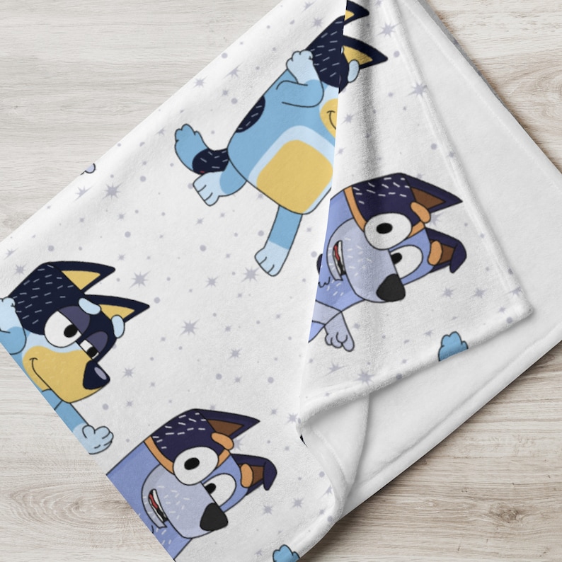 Bluey and Bingo Inspired Blanket, Kids Throw Blanket, Cozy Blue Blanket ...