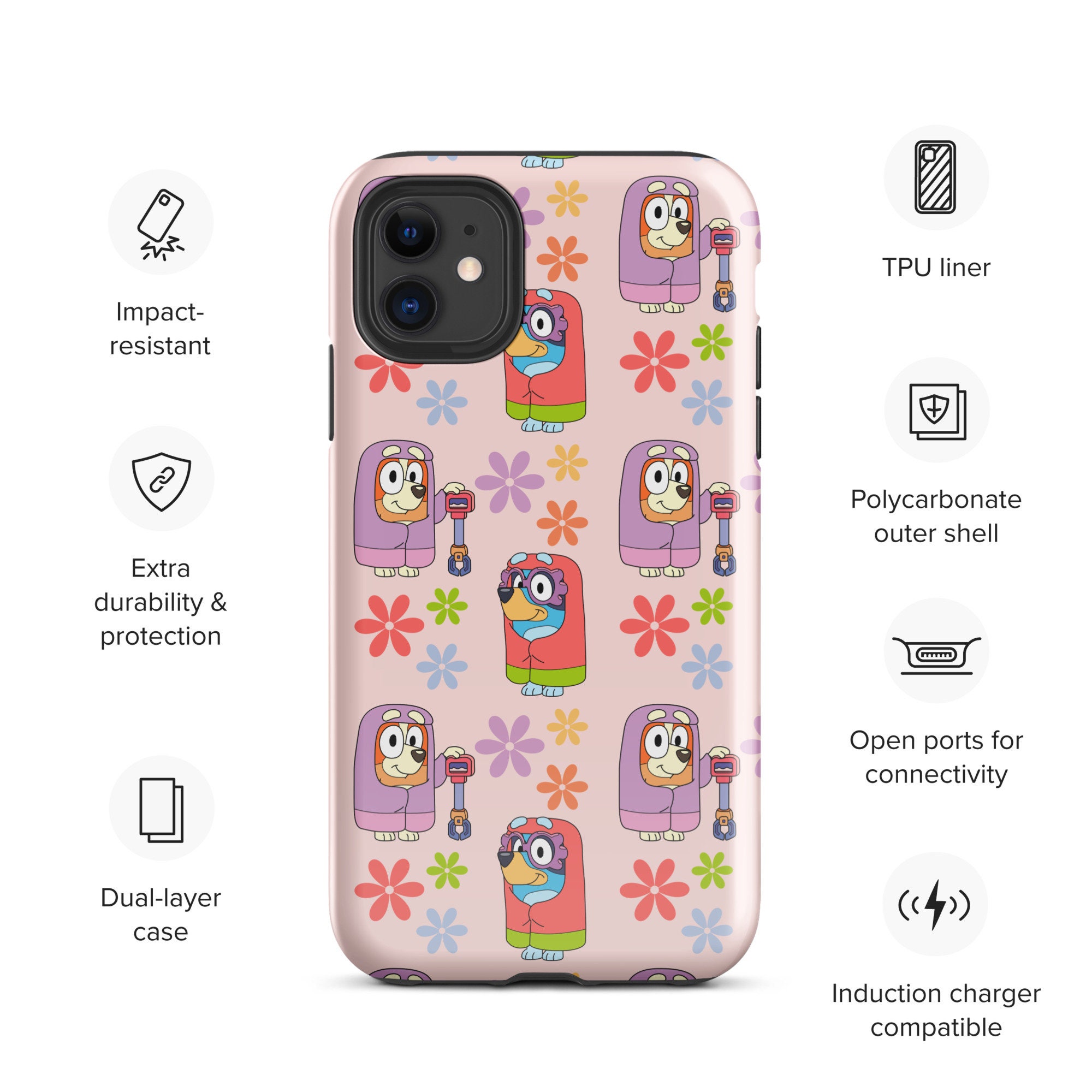 Bluey and Bingo iPhone Case, Cartoon Character Phone Cover, Kids Phone ...