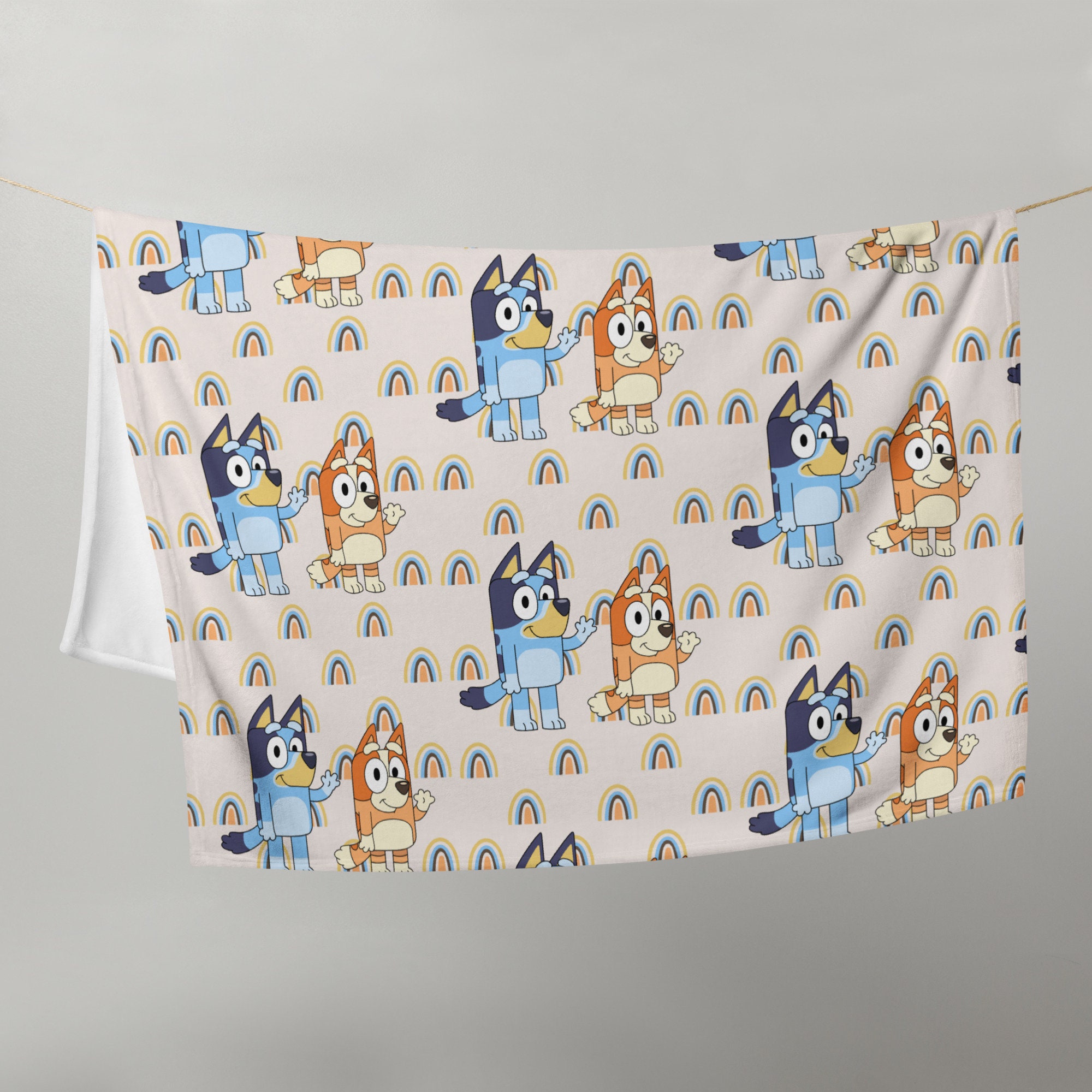 Bluey and Bingo Inspired Blanket, Kids Throw Blanket, Cozy Blue Blanket ...