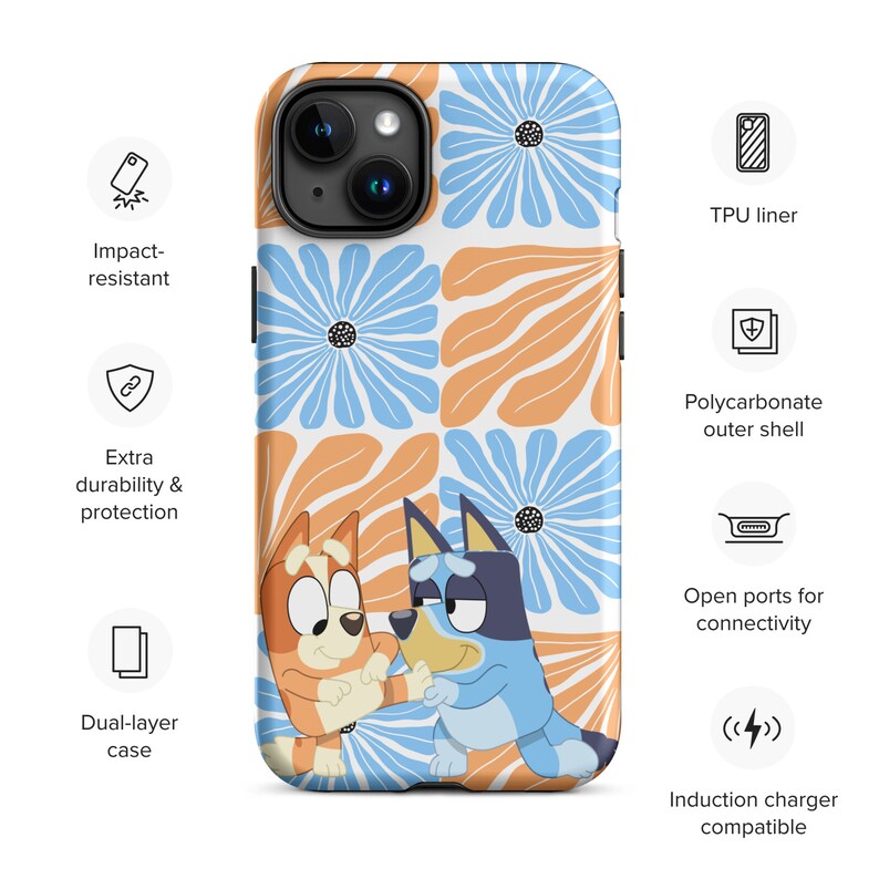 Bluey and Bingo iPhone Case, Cartoon Character Phone Cover, Kids Phone ...