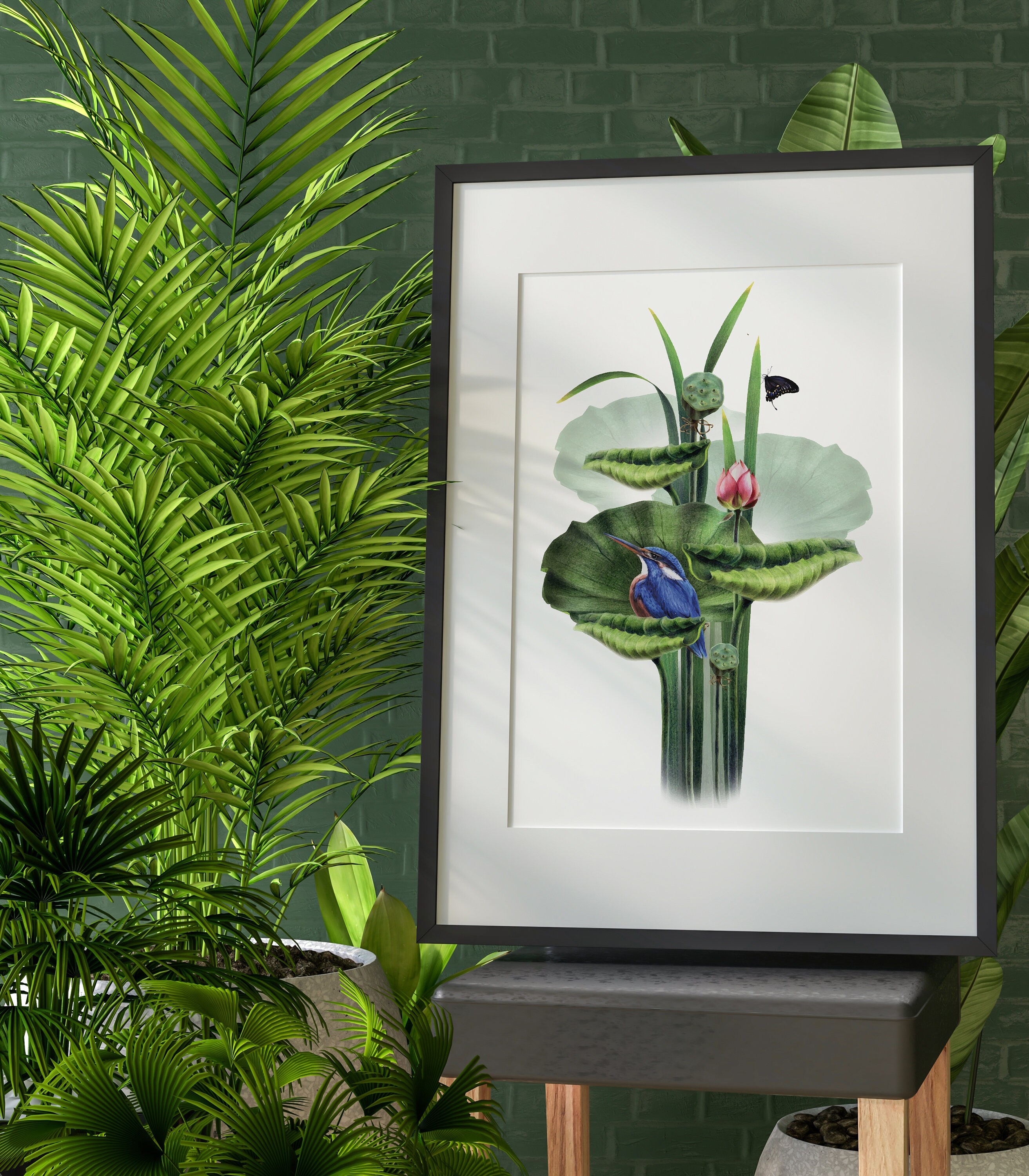 Bouquet Lotus Leaves Bud Kingfisher Bird, Kingfisher Bird, Bouquet ...