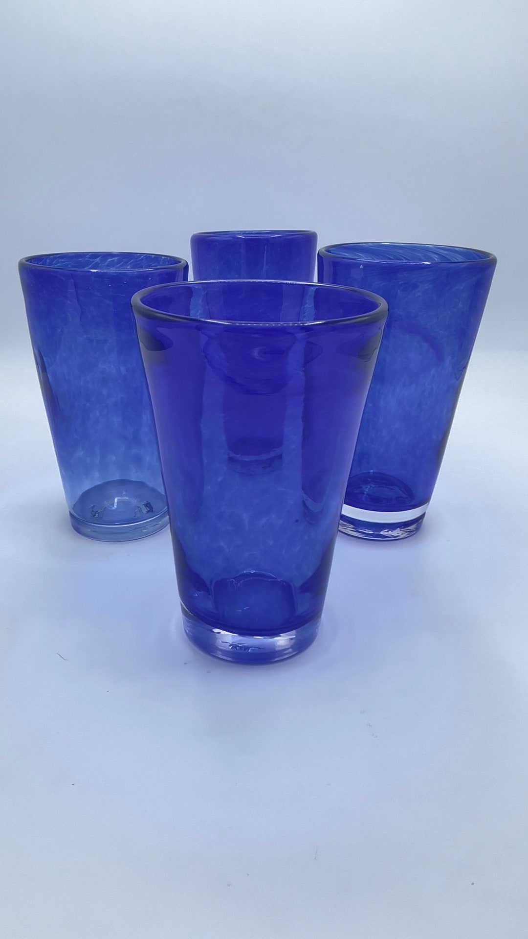 Blue Hand Blown American Pint Glasses | Sari Blue - Etsy