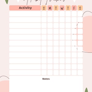 Weekly Habit Tracker, Printable PDF Pastel Pink Playful Habit Planner ...