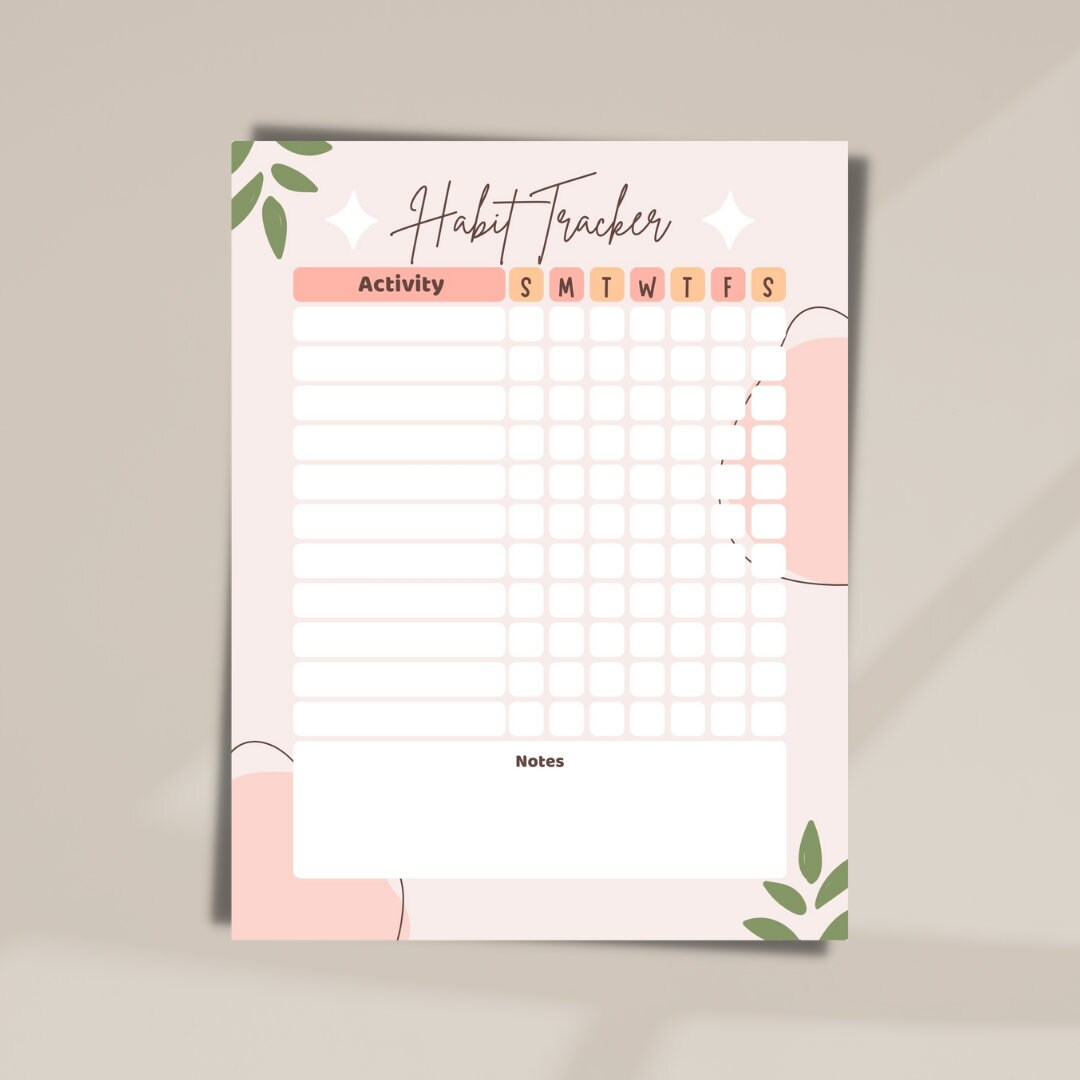 Weekly Habit Tracker, Printable PDF Pastel Pink Playful Habit Planner ...