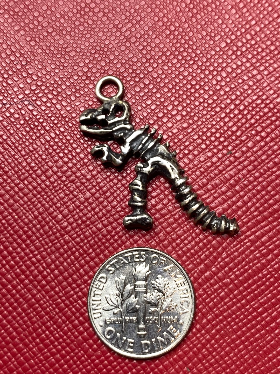 T Rex Silver Skeleton Charm - Etsy