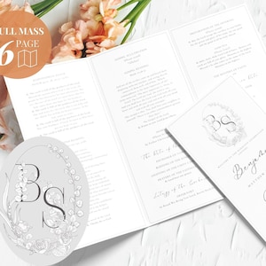 Floral Catholic Wedding Mass Program Booklet (full Mass), Trifold ...