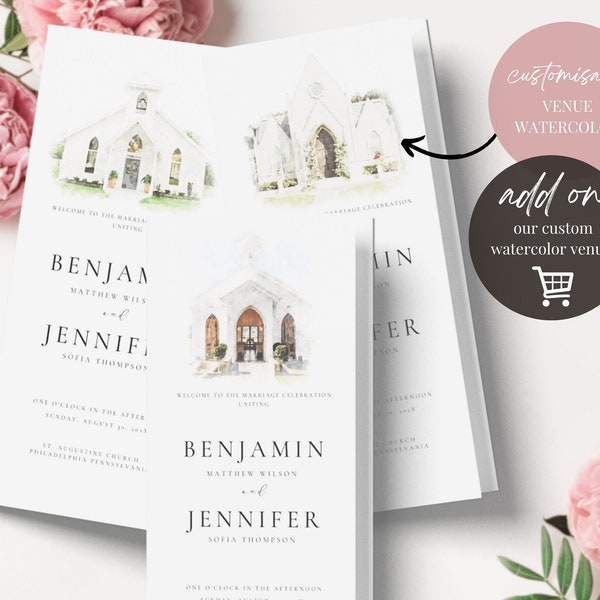 Catholic Wedding Program Template, Elegant Wedding Ceremony Program ...