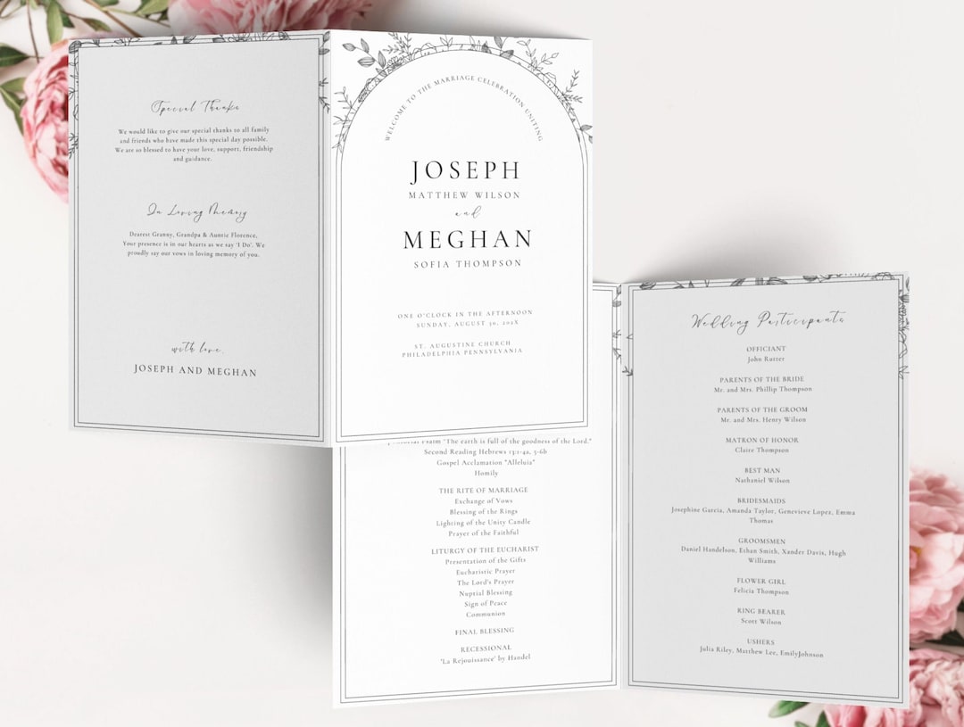 Floral Catholic Wedding Mass Program Booklet, Catholic Wedding Program ...