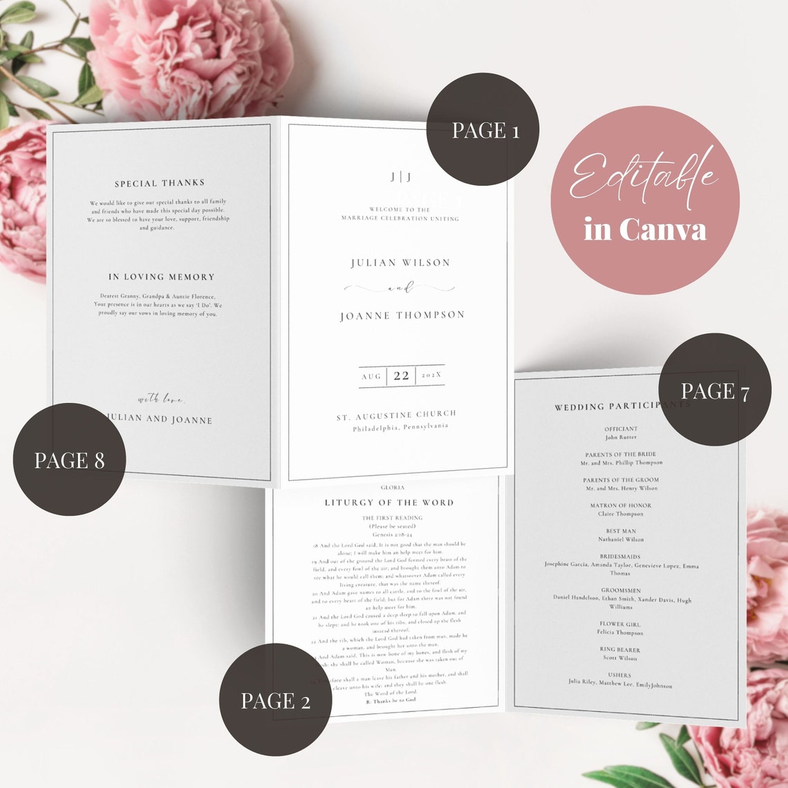 Monogram Catholic Wedding Mass Program Booklet Bifold Catholic Wedding ...