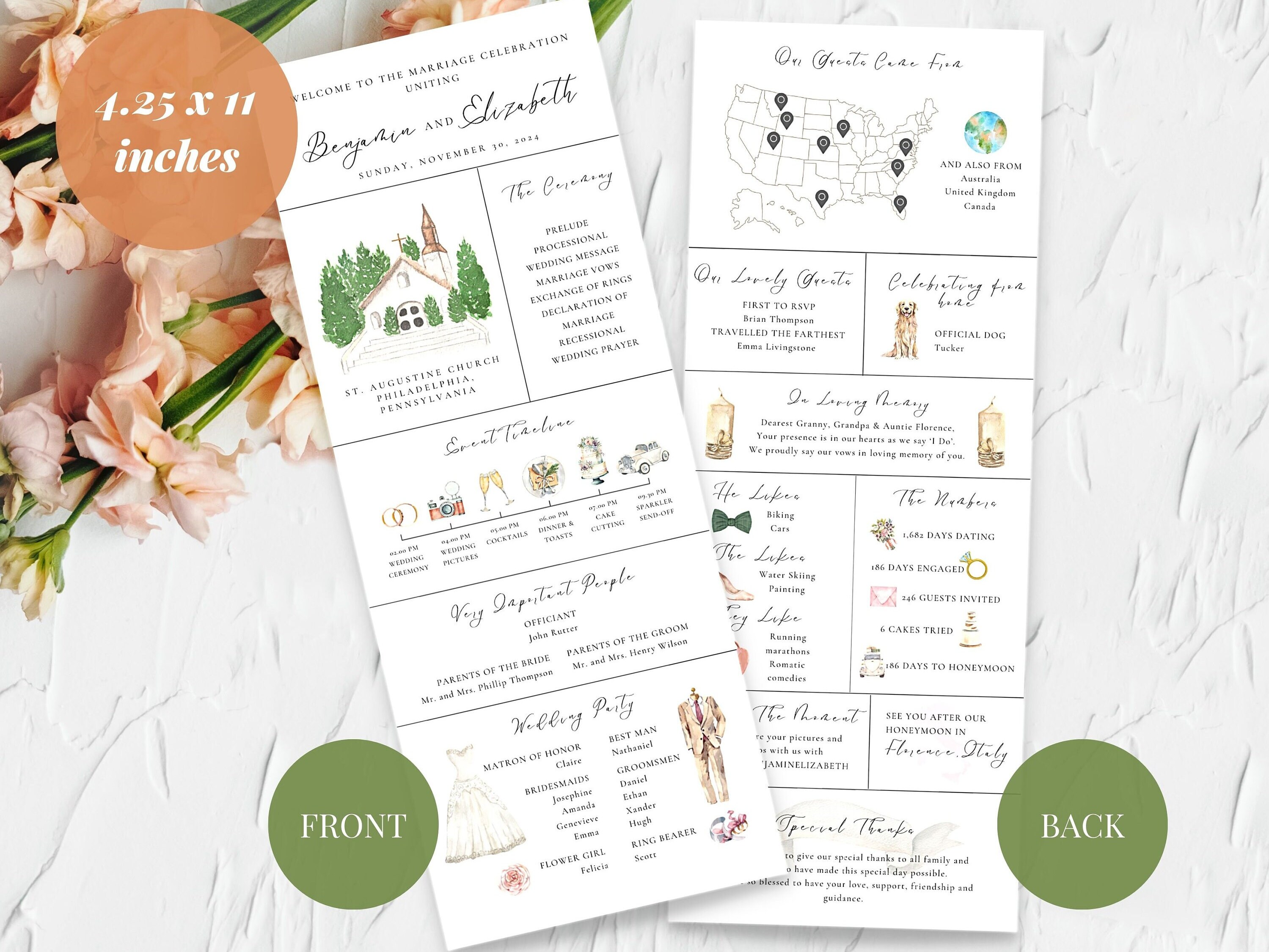 Infographic Wedding Program Template Unique Church Wedding - Etsy UK