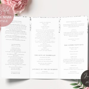 Catholic Wedding Mass Program Booklet (full Mass), Trifold Catholic ...