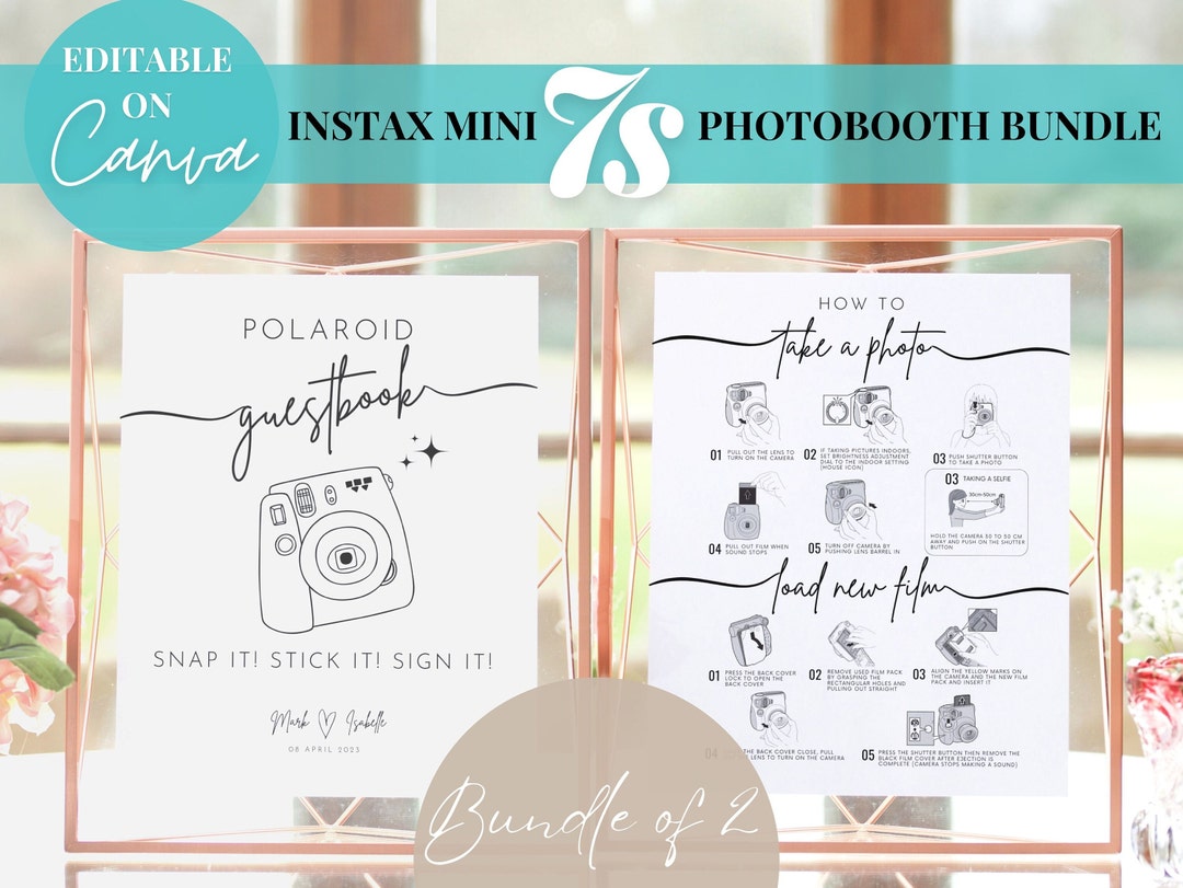 Editable Instax Mini 7S Instructions Photobooth Sign Bundle, Instant ...