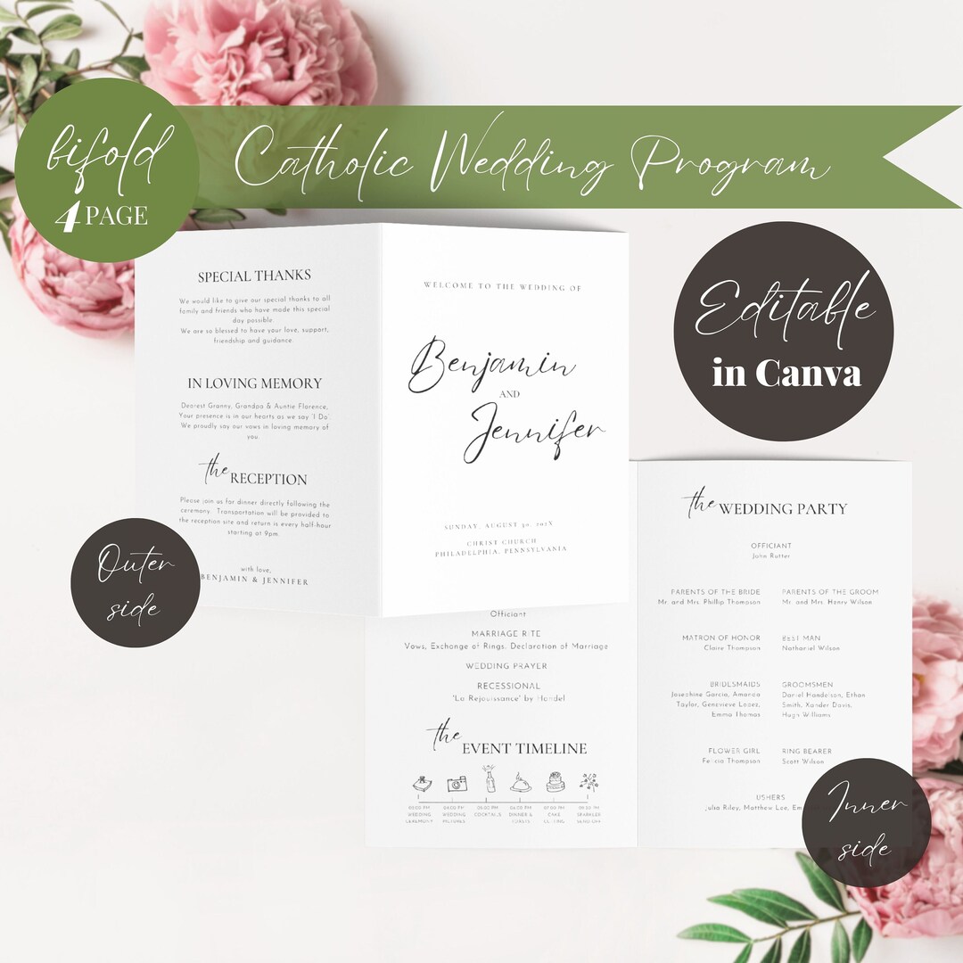 Catholic Wedding Mass Program Booklet, Catholic Wedding Program ...