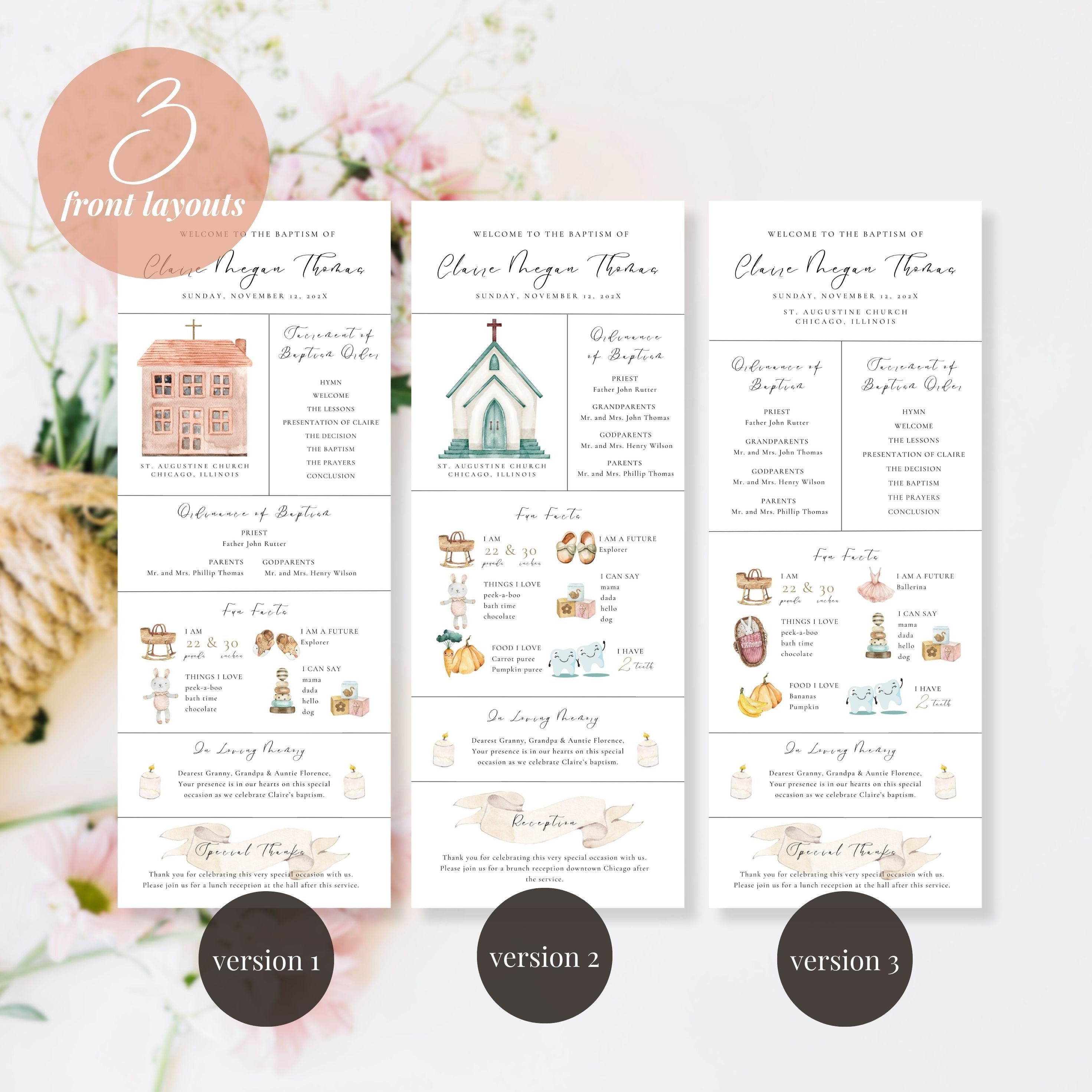 Baby Girl Baptism Program Template, Unique Catholic Baptism Ceremony ...