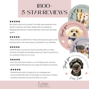Custom Dog Wedding Favor Stickers, Dog of Honor Personalized Pet Photo ...