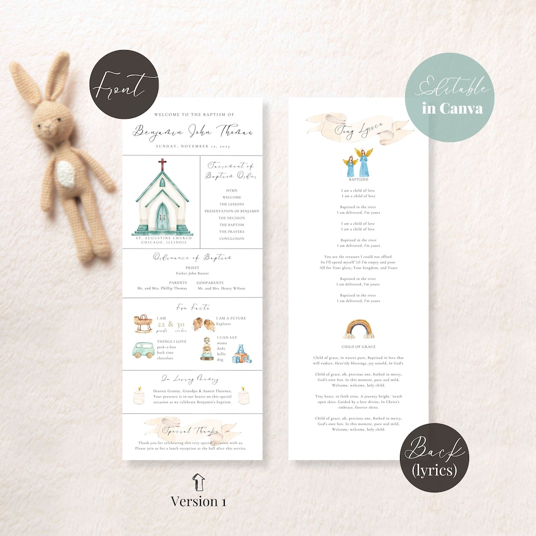 Baby Boy Baptism Program Template, Unique Catholic Baptism Ceremony ...