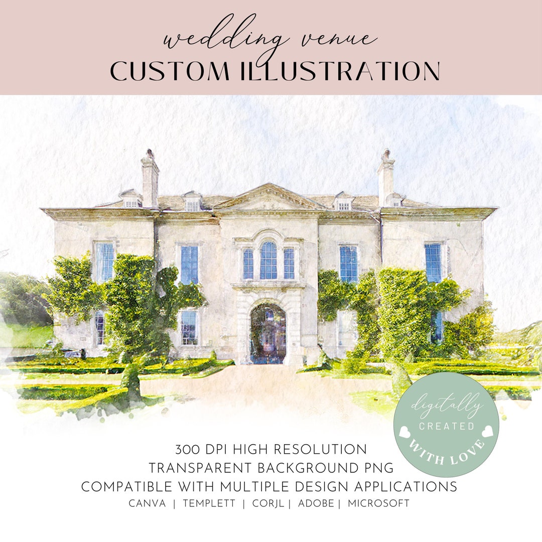 Custom Digital Watercolor Venue Painting Infographic/catholic Wedding ...