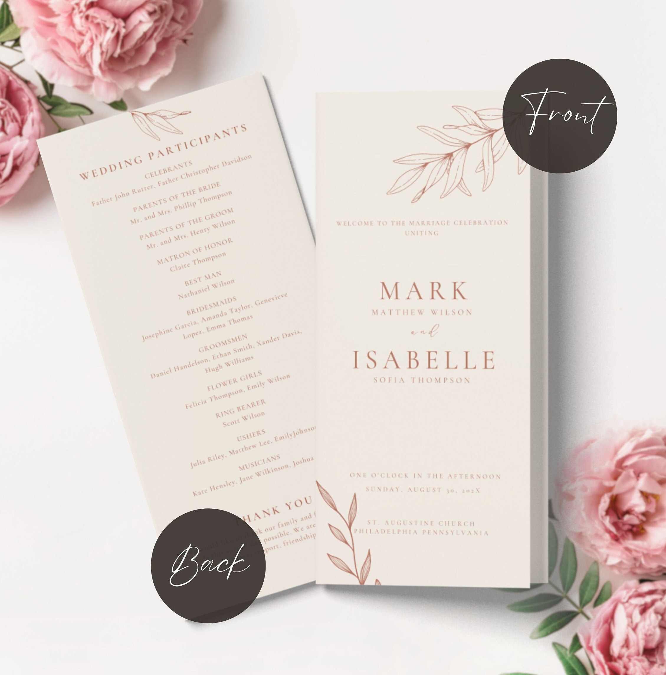 Catholic Wedding Mass Program Booklet full Mass Trifold - Etsy