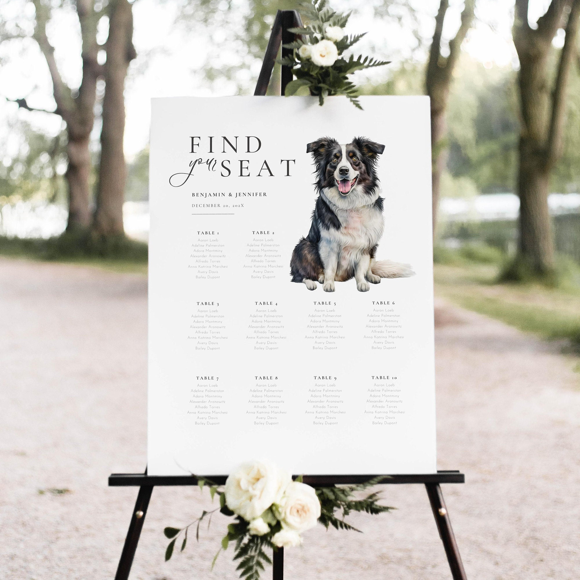 10 Table Seating Chart Custom Pet Illustration for Wedding Sign, Get ...