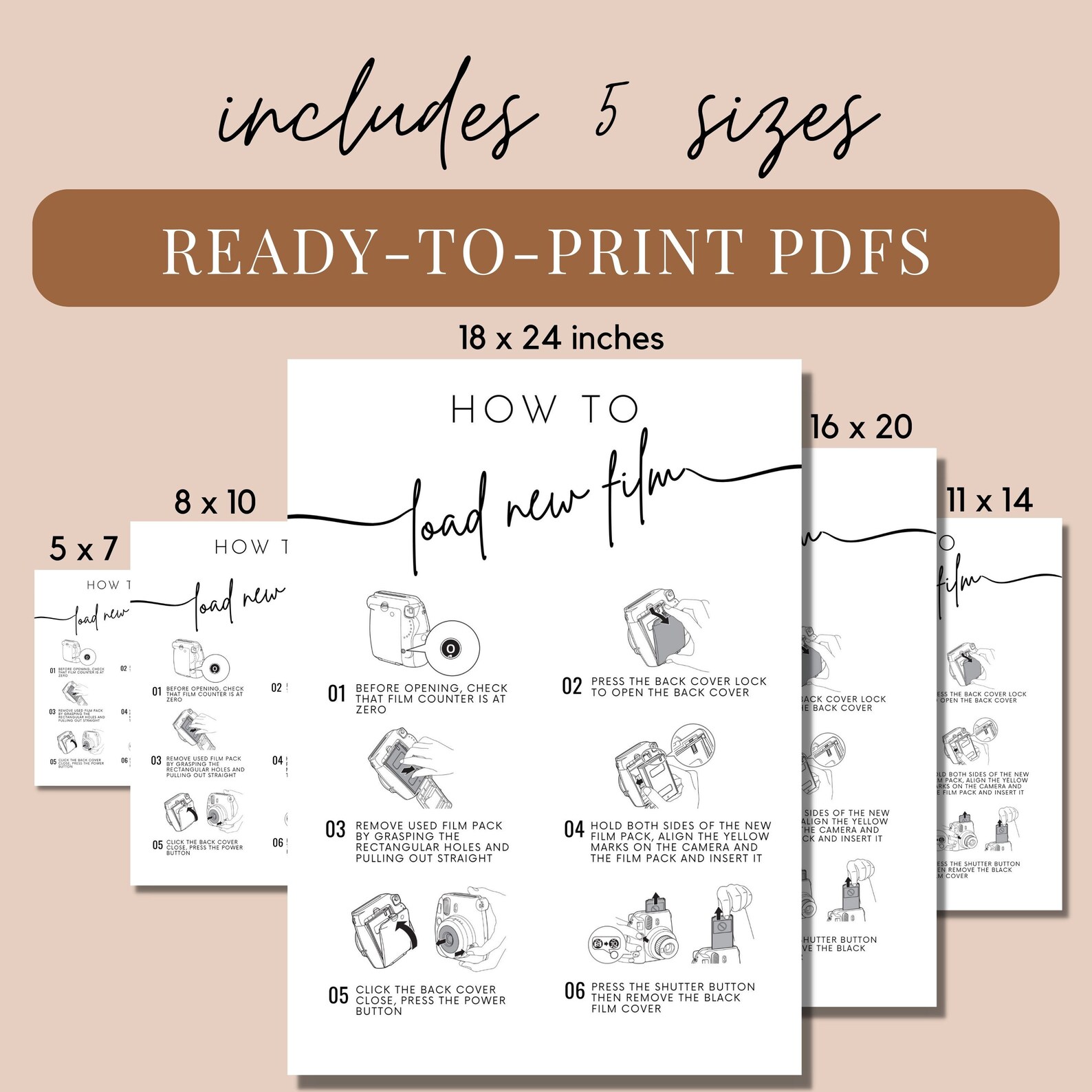 How to Load New Film, Instax Guest Book Sign, Instax Mini 9 Polaroid ...