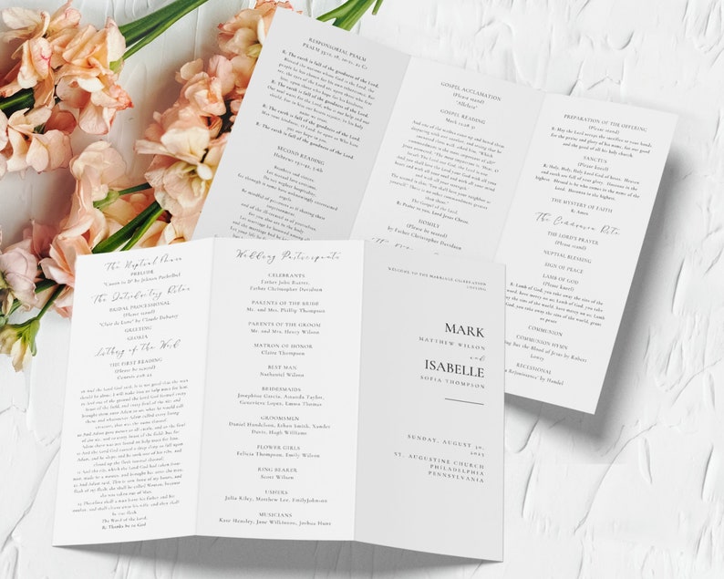 Catholic Wedding Mass Program Booklet full Mass Trifold - Etsy UK