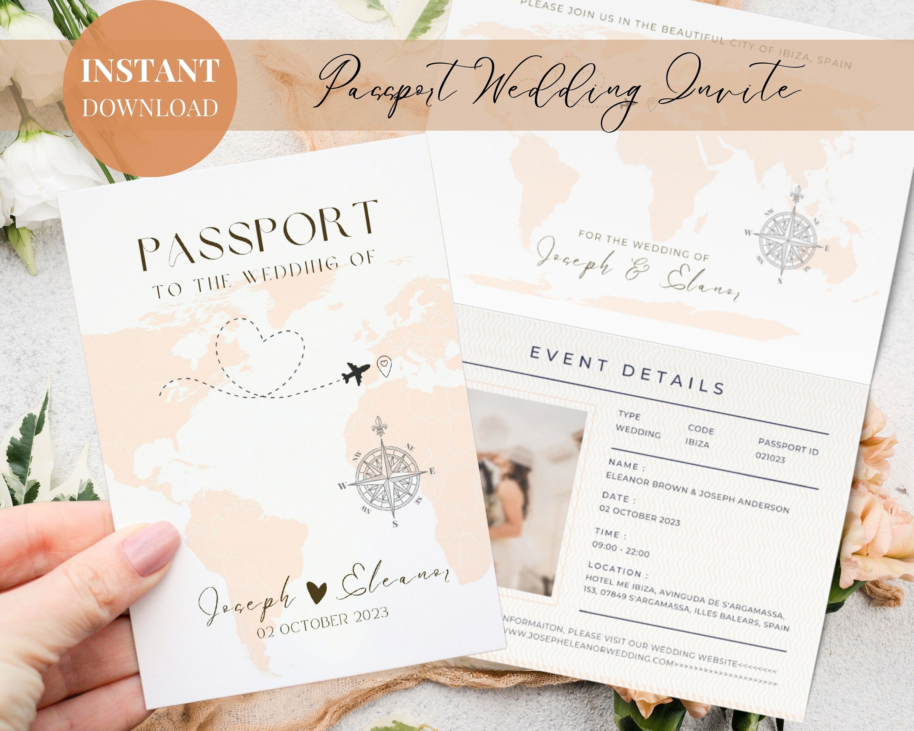 Printable Passport Wedding Invitation Travel Theme Wedding - Etsy