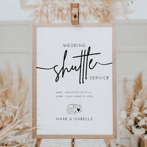 Shuttle Service Wedding Sign Printable Wedding Shuttle Sign With ...