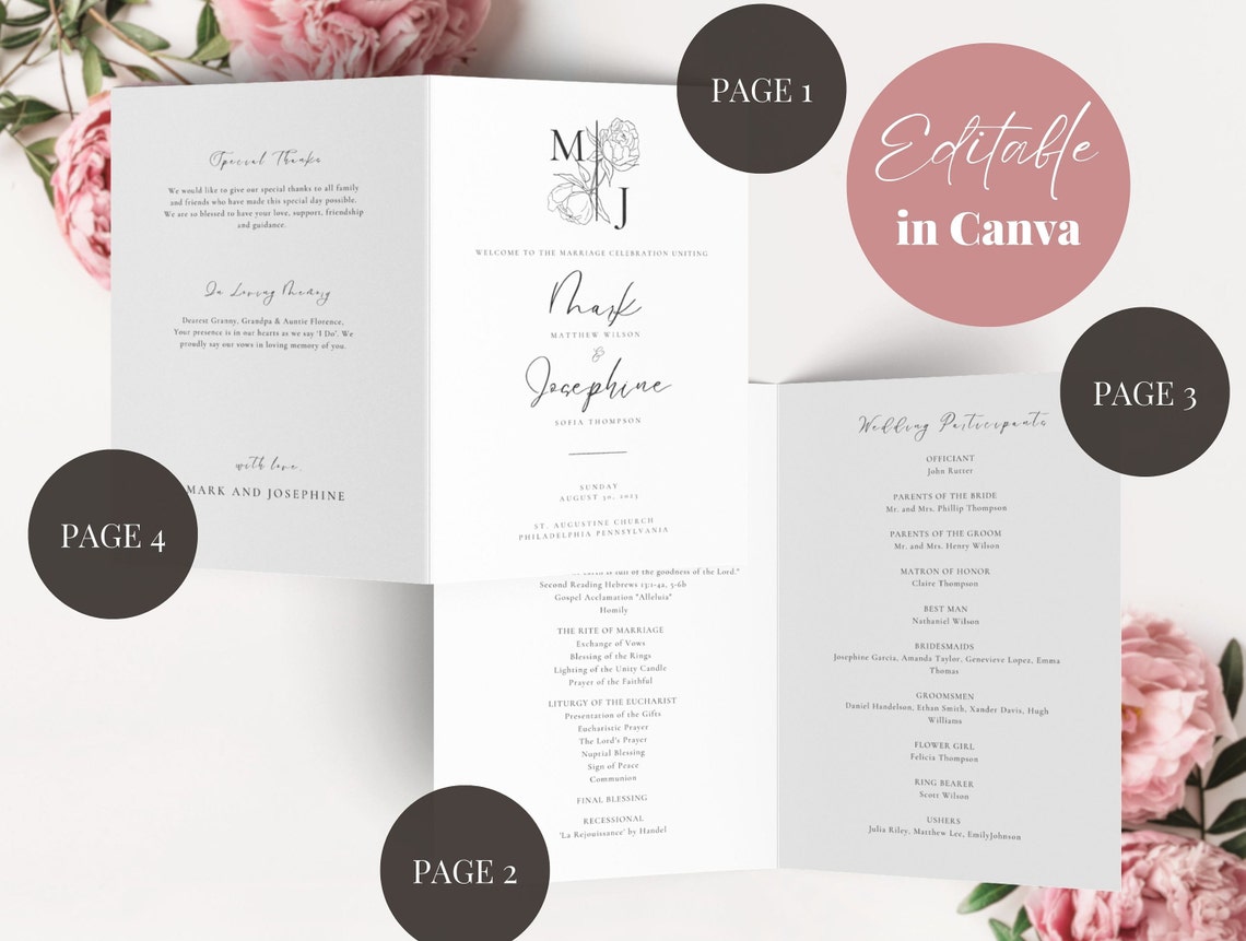 Monogram Catholic Wedding Mass Program Booklet, Catholic Wedding ...