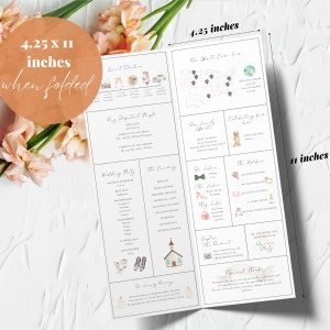Tall Bifold Infographic Wedding Program Template, Unique Church Wedding ...