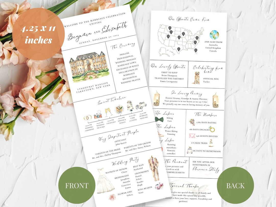 Infographic Wedding Program Template, Unique Church Wedding Ceremony ...