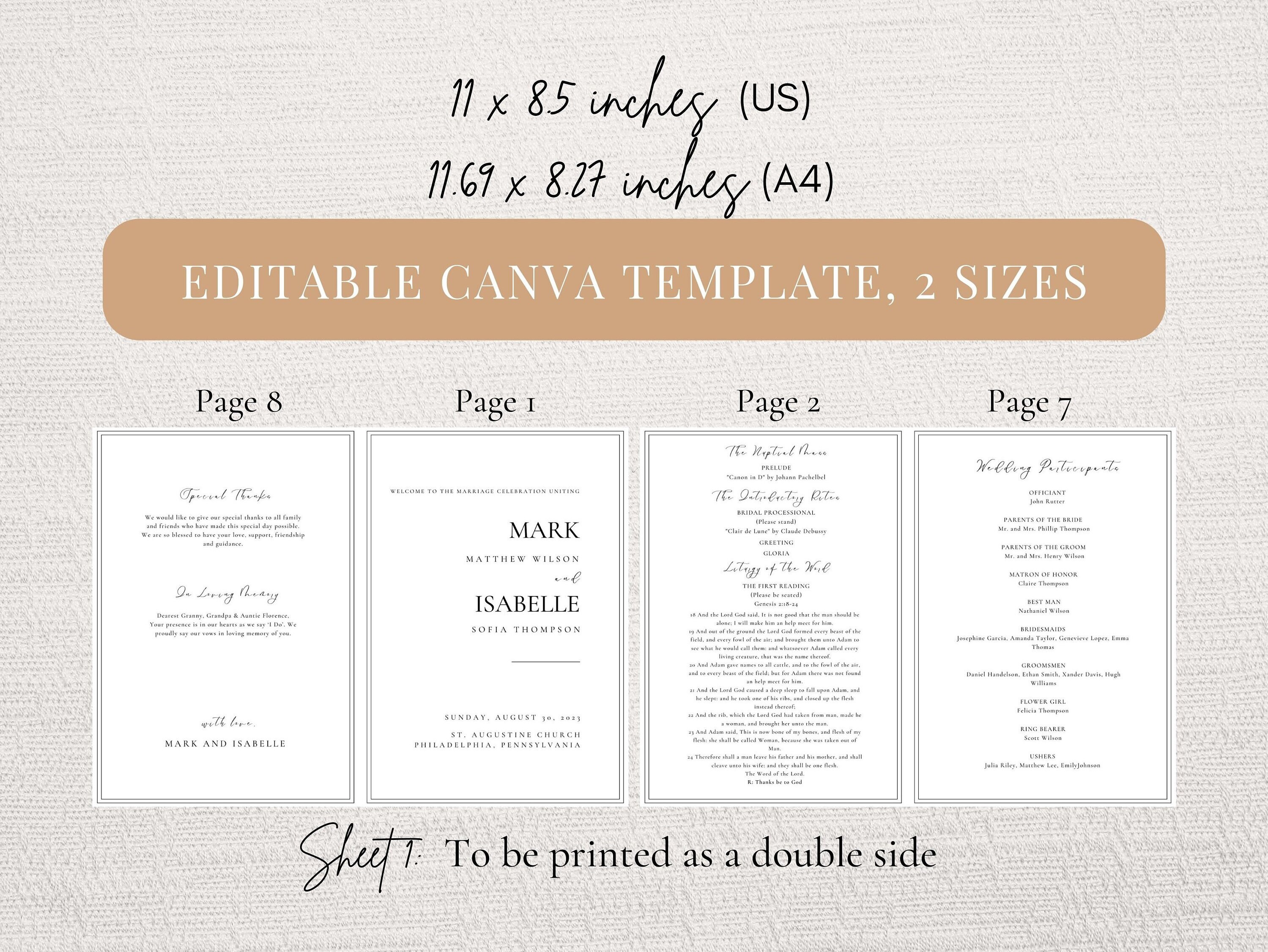 Catholic Wedding Mass Program Booklet full Mass Bifold - Etsy Australia