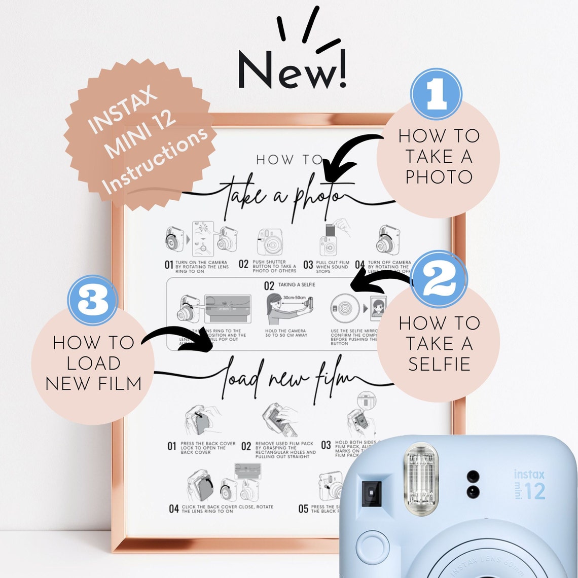 Instax Mini 12 Polaroid Instruction, How to Take a Photo, Photobooth ...
