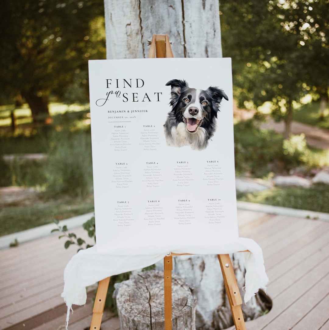 10 Table Seating Chart Custom Pet Illustration for Wedding Sign, Get ...