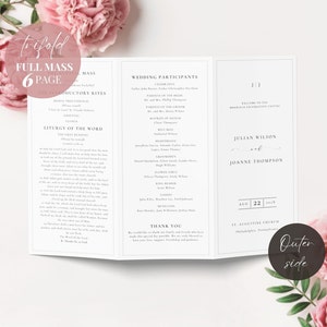 Catholic Wedding Mass Program Booklet (full Mass), Trifold Catholic ...