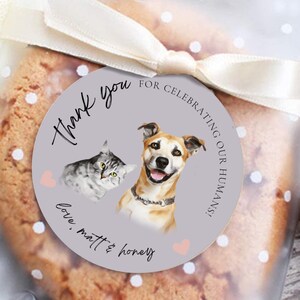 Custom Dog Wedding Favor Stickers, Dog of Honor Personalized Pet Photo ...