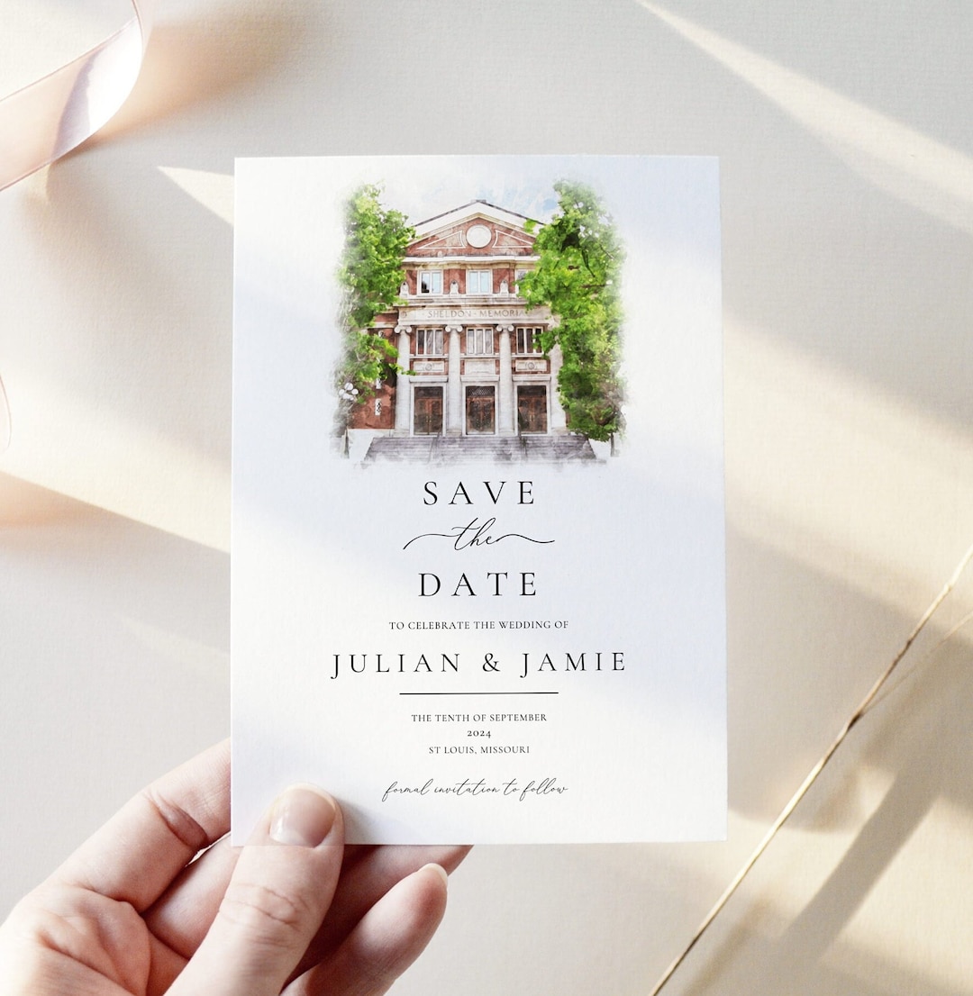 Watercolor Save the Date Illustrated Wedding Save the Date Template ...