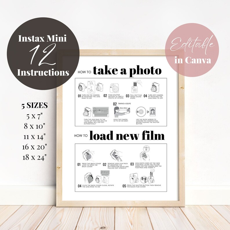Editable Instax Mini 12 Polaroid Instruction, Instax Instructions ...