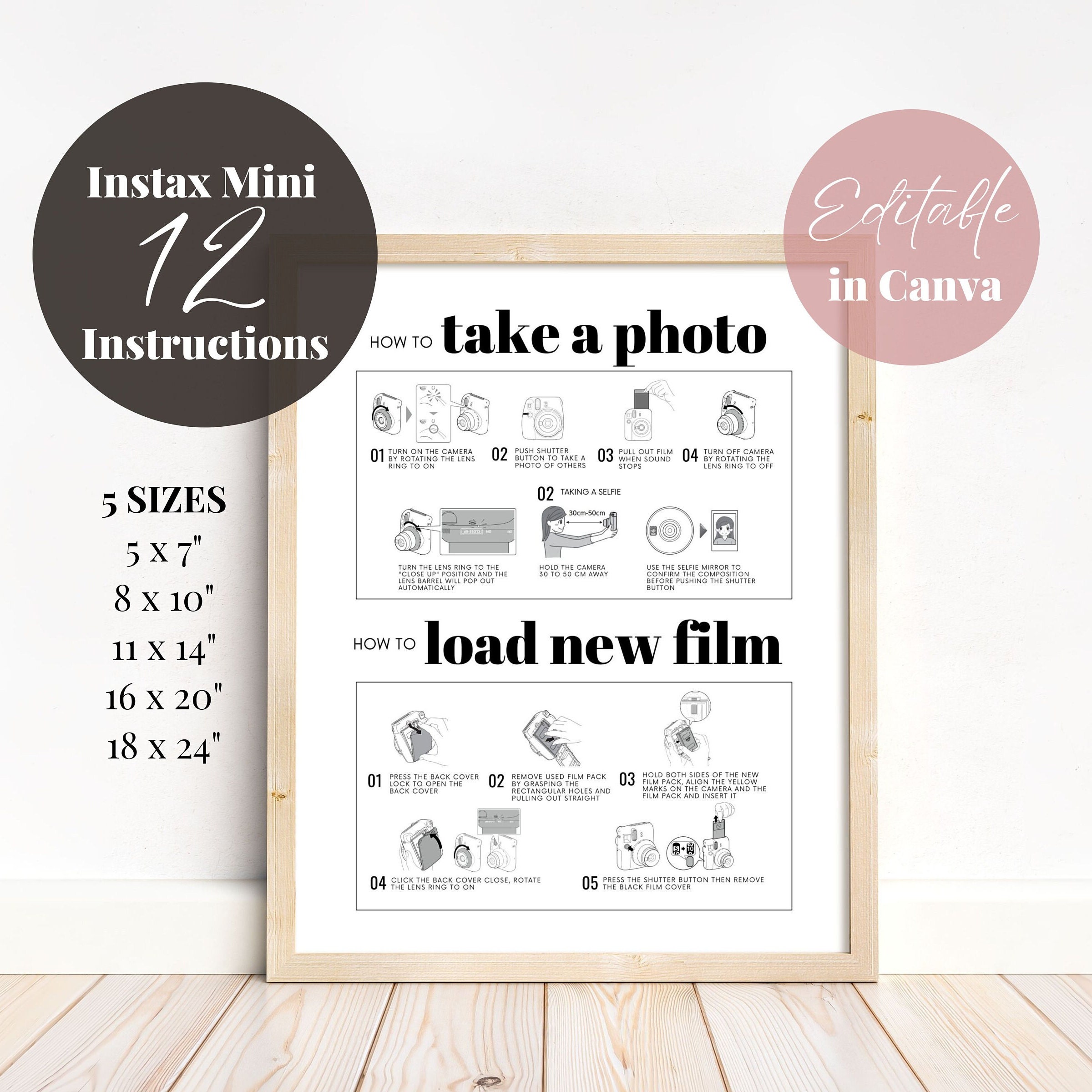 Editable Instax Mini 12 Polaroid Instruction, Instax Instructions ...