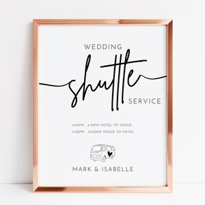 Shuttle Service Wedding Sign Printable Wedding Shuttle Sign With ...