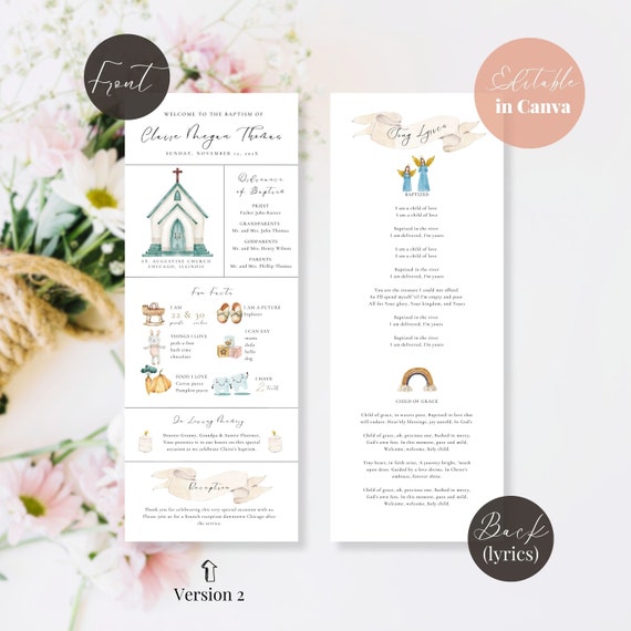 Catholic Baptism Ceremony Program Sample Free Custom Printable