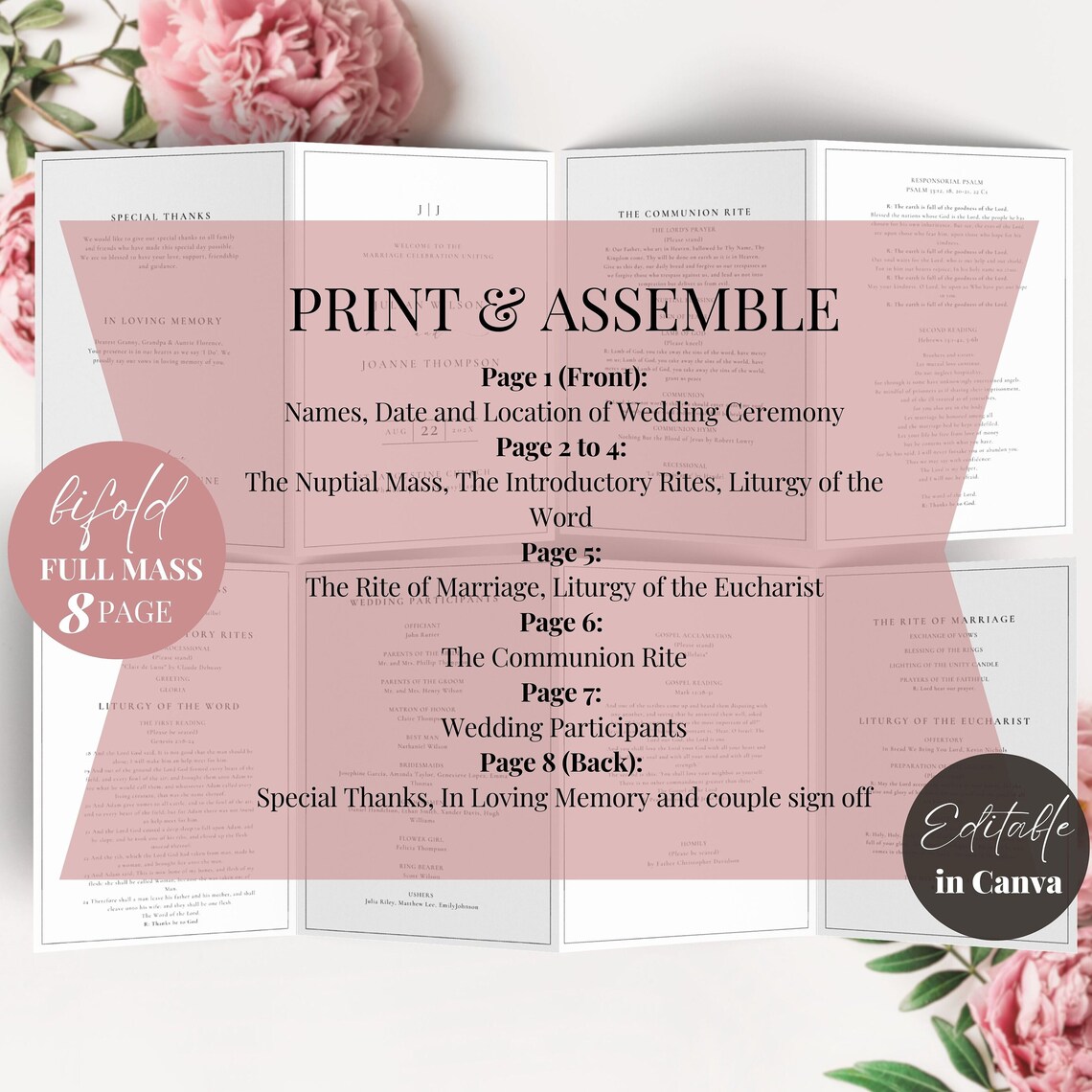 Monogram Catholic Wedding Mass Program Booklet Bifold Catholic Wedding ...